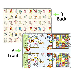 Baby Play Mat Reversible Children Playmat Crawling Mat Waterproof Double Sided Playmat for Kids Infants Toddler (47"x70"x0.2")
