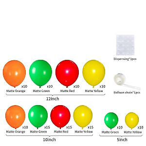 Red Yellow Green Balloon Garland Arch Kit - 121PCS Rainbow Balloon Assorted Colors Balloons Sun Watermelon Foil Balloon School Bus Balloon for watermelon Birthday Party Decorations