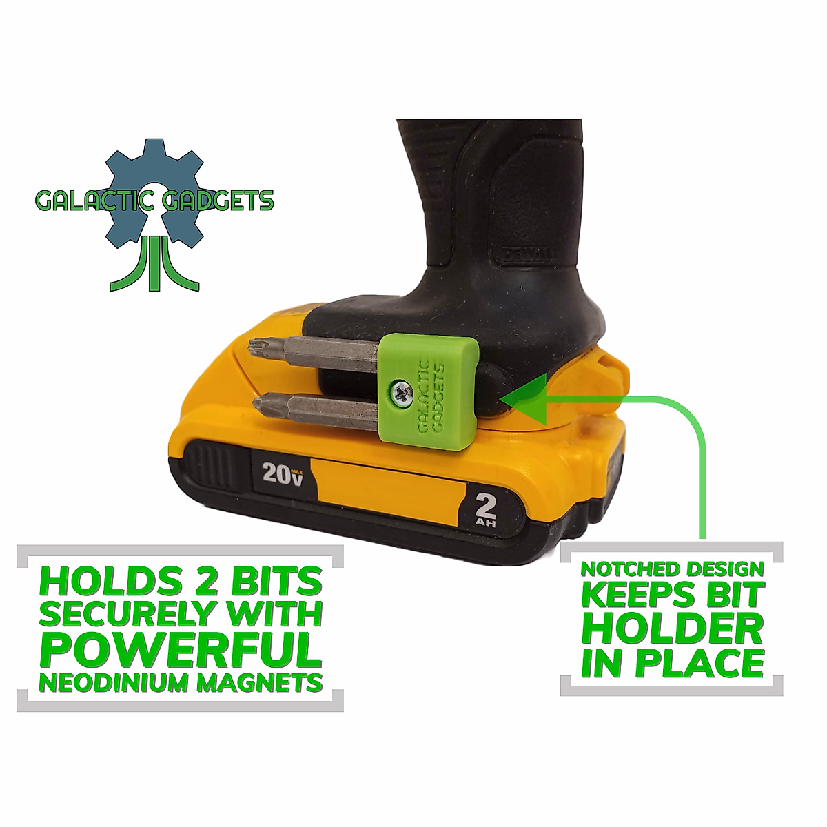 MAGNETIC Bit Holder for Craftsman V20 Drill/Driver, Side Mounted, Strong Magnets, Low Profile Design - Galactic Gadgets (Red)