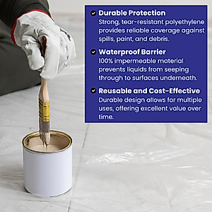 VicMore Clear Plastic Drop Cloth - Water & Dustproof, Odorless Plastic Sheet for Painting, Renovations, DIY Projects - Durable Paint Tarp with 1mil Thickness - Floor Covering & Dust Cover - 9 x 12’