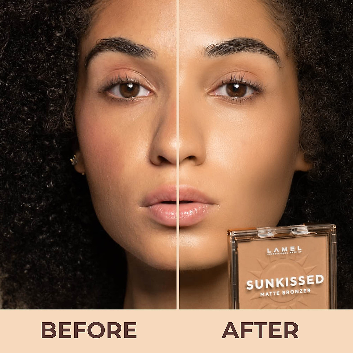 LAMEL Sunkissed Matte Bronzer Face Powder - Non-Shimmer, Long Lasting, Non-Greasy Bronzing Organic Makeup Formula - Matte Finish - Natural Tan Skin - N. 401-0.35oz.