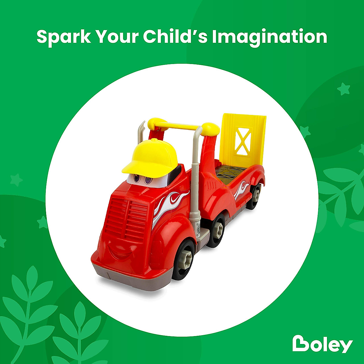 Boley Racing Rascals Hauler Truck Toy Car Set - 3 Pack Toddler Toy Cars and Toy Truck - Toddler Cars and Truck Set with Detachable Trailer and Take Apart Wheels - for Kids Ages 2 and Up