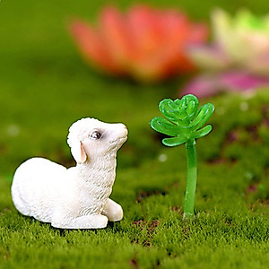 Yardwe 6pcs Miniature Sheep Figurines Mini Resin Herd of Sheeps Figures Tiny Lambs Cupcake Toppers Dollhouse Bonsai Micro Landscape Plant Pot Decor