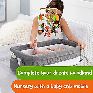EVERLOVE | Woodland Baby Mobile for Crib - Nursery Crib Mobile for Girls & Boys - Boho Nursery Decor Toys for Baby Bassinet and Swing - Newborn Baby Girl and Boy Gifts