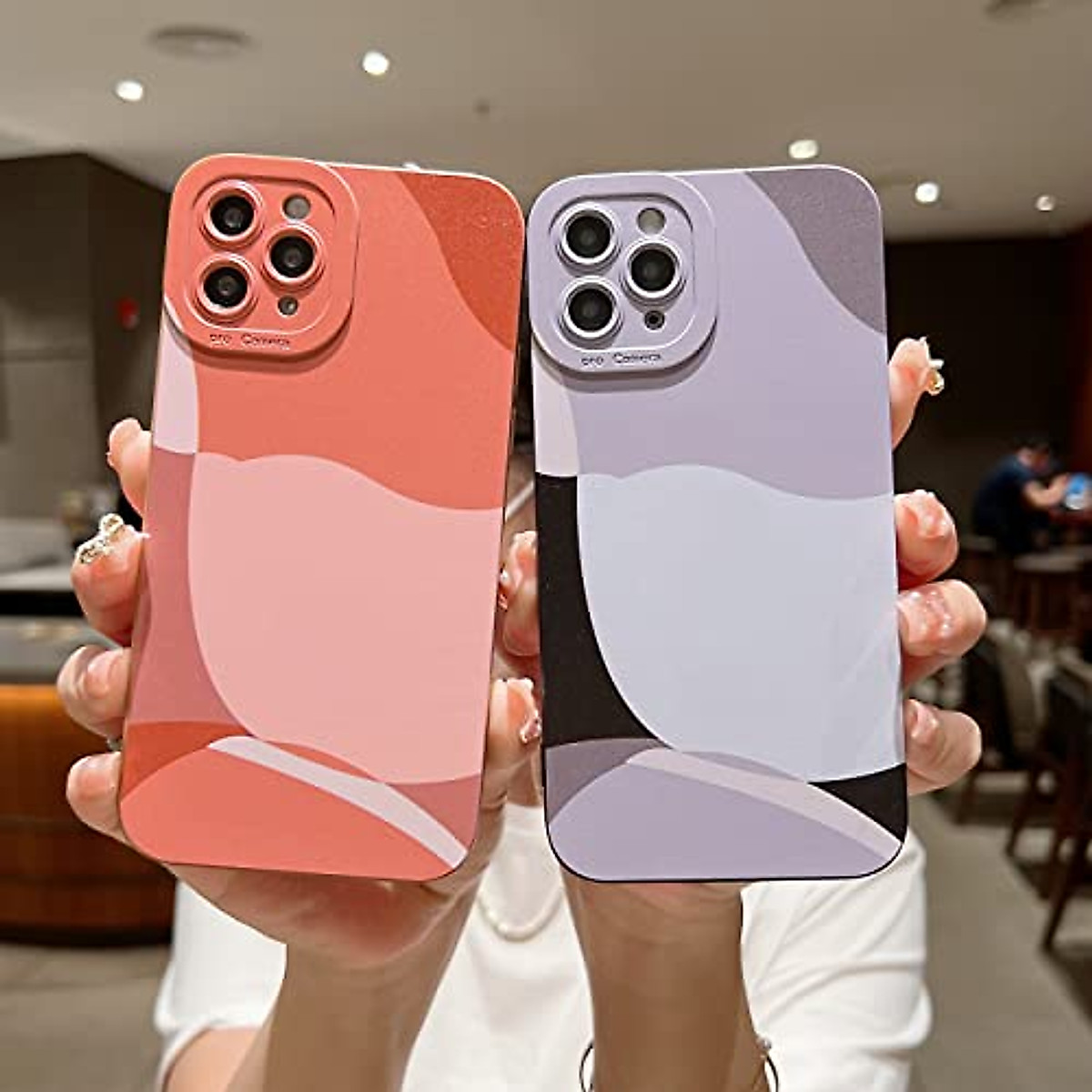 YKCZL Compatible with iPhone 11 Pro Case, Cute Painted Art Heart Pattern Full Camera Lens Protective Slim Soft Shockproof Phone Case for Women Girls-Brown