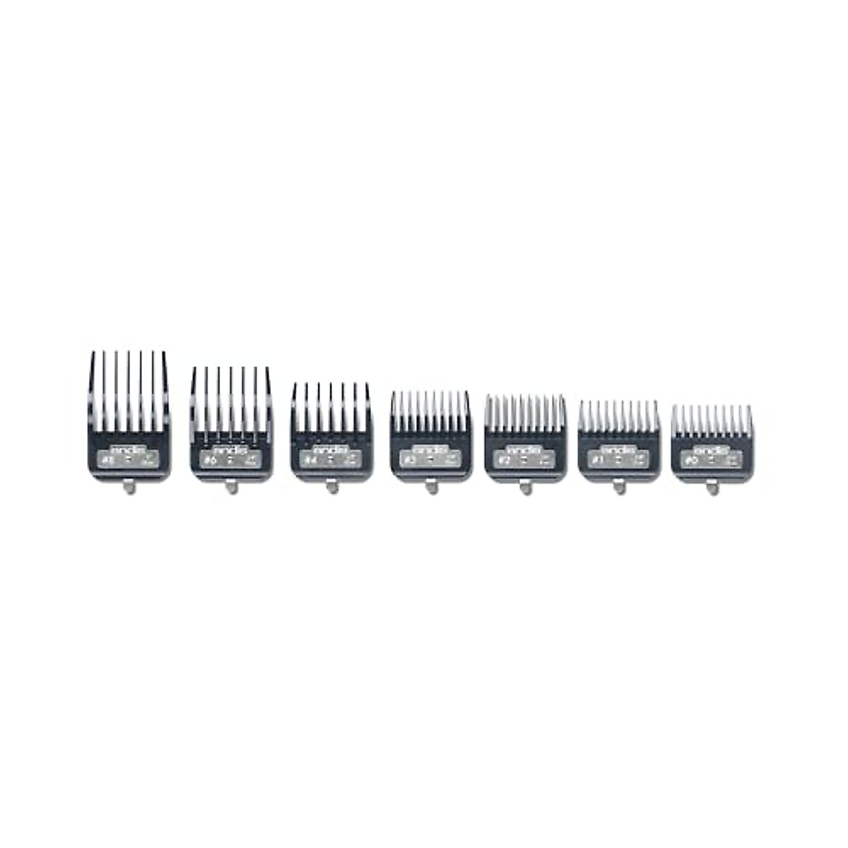 Andis Master Series Premium Metal Hair Clipper Attachment Comb 7 Piece Set, Black, 7 Count (Pack of 1)