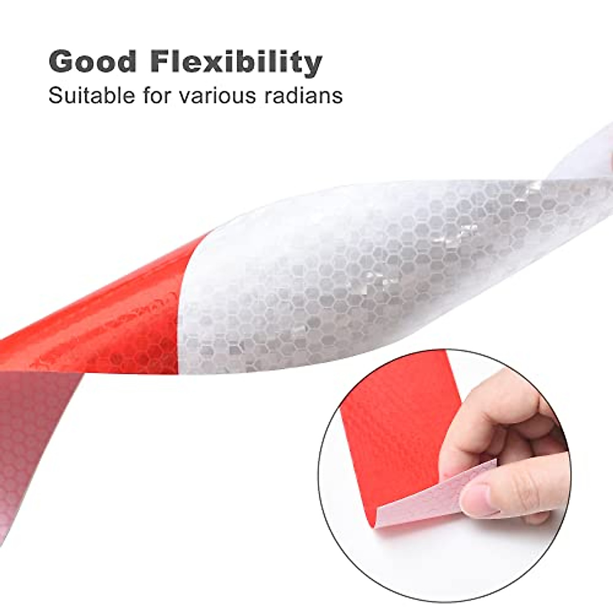 SOCOMAN Reflective Tape, Outdoor Waterproof Conspicuity Safety Caution Warning Self-Adhesive Tape Trailer Reflector for Cars, Trucks, Trailers, Boats, Road Signs, 2" × 12"(Red/White) (20 Pcs)
