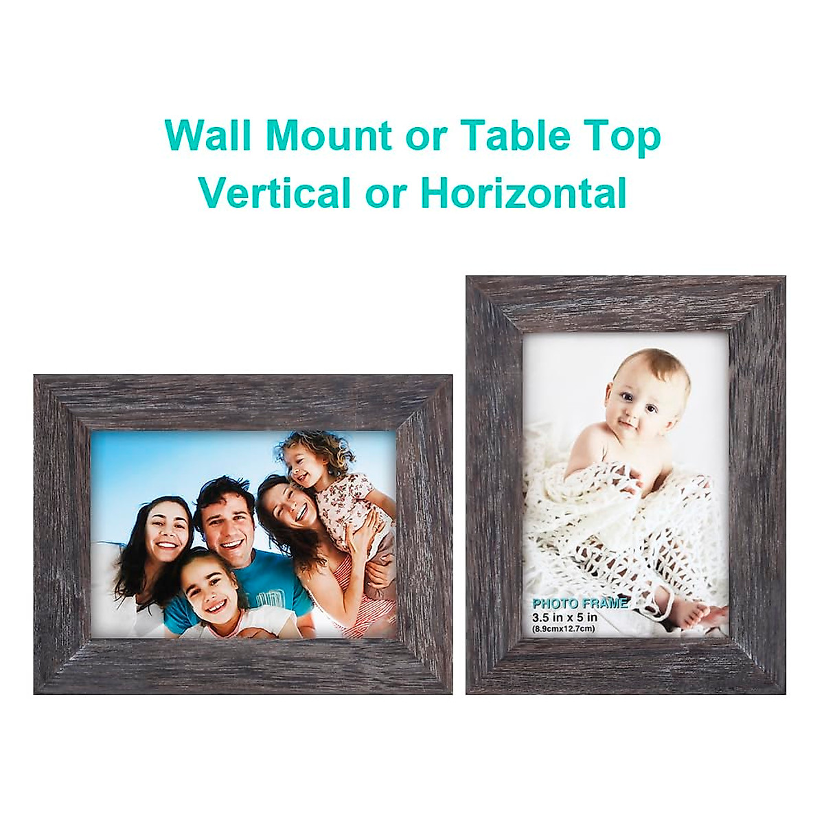 RPJC 3.5x5 inch Picture Frame Made of Solid Wood High Definition Glass for Table Top Display and Wall Mounting Photo Frame
