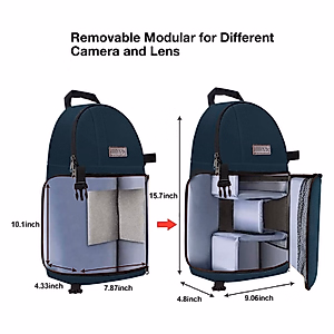 MOSISO Camera Sling Bag, DSLR/SLR/Mirrorless Camera Case Shockproof Photography Camera Backpack with Tripod Holder & Removable Modular Inserts Compatible with Canon/Nikon/Sony/Fuji, Storm Green