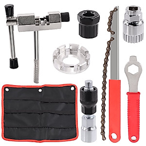 Mardatt 8Pcs Bike Repair Tool Kit Includes Bike Crank Extractor, Spoke Wrench, Bottom Bracket Remover, Cassette Removal Tool, Chain Breaker, Spanner Wrench, Flywheel Chain Removal Tool