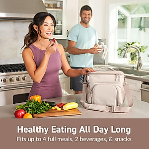 Bentgo Prep Deluxe Insulated Multimeal Bag - Lunch Box Bag, Holds 5 Meals, Premium Insulation up to 8 Hrs, Durable, Water-Resistant - Large Capacity For Adult Meal Prep (Sand)