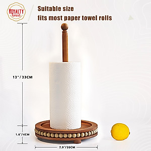 Royalty Forest Farmhouse Paper Towel Holder Wood – Handmade Wooden Paper Towel Holder Countertop for Kitchen – Black Paper Towel Holder Rustic – Boho Decor