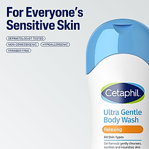 Cetaphil Ultra Gentle Refreshing Body Wash, For Dry to Normal, Sensitive Skin, 16.9oz, with Aloe Vera, Calendula, Vitamin B5, Hypoallergenic, Fragrance Free, Dermatologist Tested