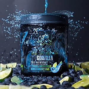 RYSE Signature Series GODZILLA Pre Workout | Pump, Energy, Strength, and Focus | Citrulline, Beta-Alanine, Caffeine | 40 Servings (Monsterberry Lime)