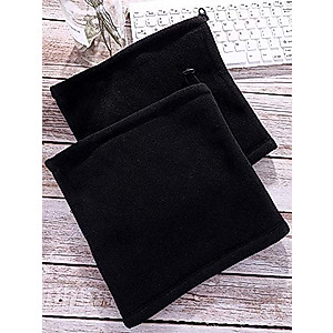 Tatuo 2 Packs Fleece Neck Warmer Fleece Scarf Windproof Ski Face Mask Heavy Winter Head Scarf for Skiing Hiking Cycling Climbing (Black, Gray)