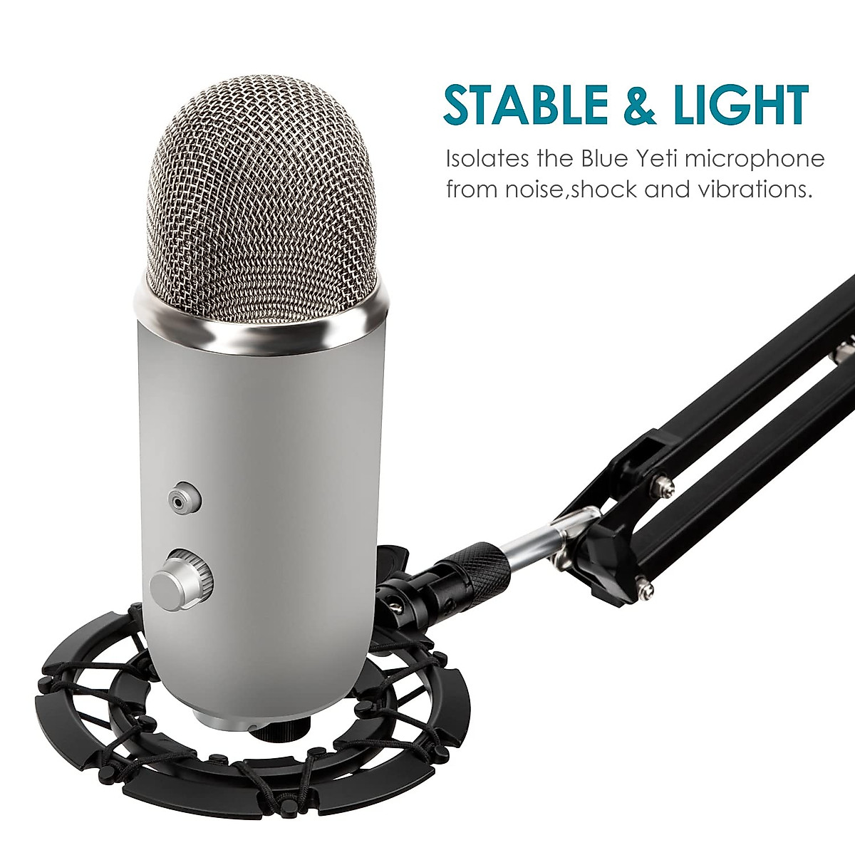 Blue Yeti Shock Mount, Alloy Shockmount Reduces Vibration Noise Matching Mic Boom Arm, Compatible for Blue Yeti and Yeti Pro Microphone by YOUSHARES