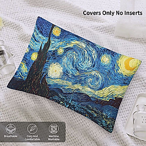 Yekiua Starry Night Pillow Cases Van Gogh Oil Panting Art Classic Creative Star Cloud Universe Pillow Sham Throw Pillow Covers One Side Printing 20X36 Inches King Size