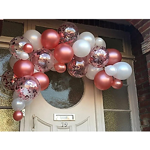 60pcs Rose Gold Balloons 12 inch White and Rose Gold Latex Balloons Rose Gold Confetti Balloon for Birthday Party Wedding Graduation Bridal Shower Decorations