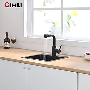 GIMILI Modern Bar Sink Faucet for Kitchen Sink Single Handle with Pull Out Sprayer Hot and Cold Prep Sink Faucet Matte Black
