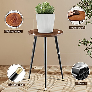 KINNARY Tall Plant Stand Indoor, Mid Century Wood Plant Stand Plant Table for Flower Pots, Heavy Duty Metal Plant Holder, Modern Home Decor Small Round Side End Table (11.8"x20")