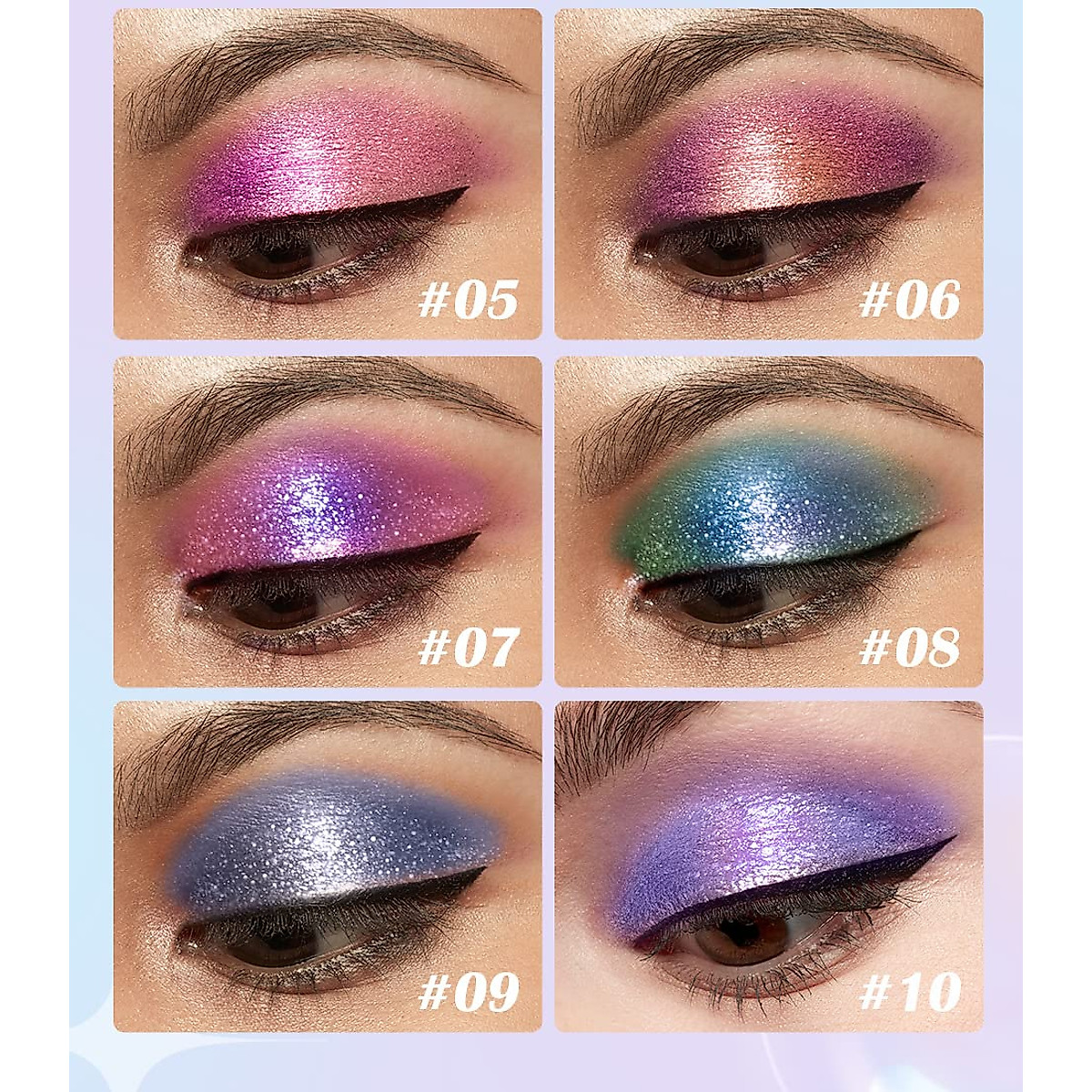 ABELYN 10 Colors Glitter Liquid Eyeshadow Makeup Set Long Lasting Highly Pigmented Liquid Eye Shadow Shimmer Metallic Shining Sparkly Eyeshadow Cosmetics