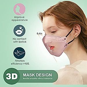 60PCS KF94 Disposable Face Masks, 4 Layers 3D Fish Type Masks Protective Mouth Shields Mask Individually Wrapped, Multicolored Face Mask for Teens Adults men&women 6 Design(Color Morandi)
