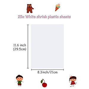 Auihiay 25 Sheets White Printable Shrink Plastic Sheets, Shrink Films Papers for Inkjet Printer Kids DIY Crafts and Mothers Day Gifts Christmas Ornament, 8.3 x 11.6 inch / 21 x 29.5 cm