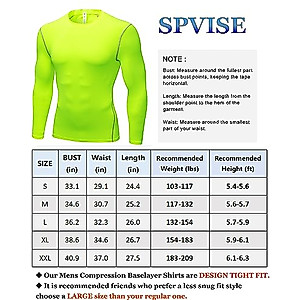 Fluorescent Green Compression Shirts Mens Long Sleeve Running Gym Top Shirts Lightweight Sports Baselayer Undershirt