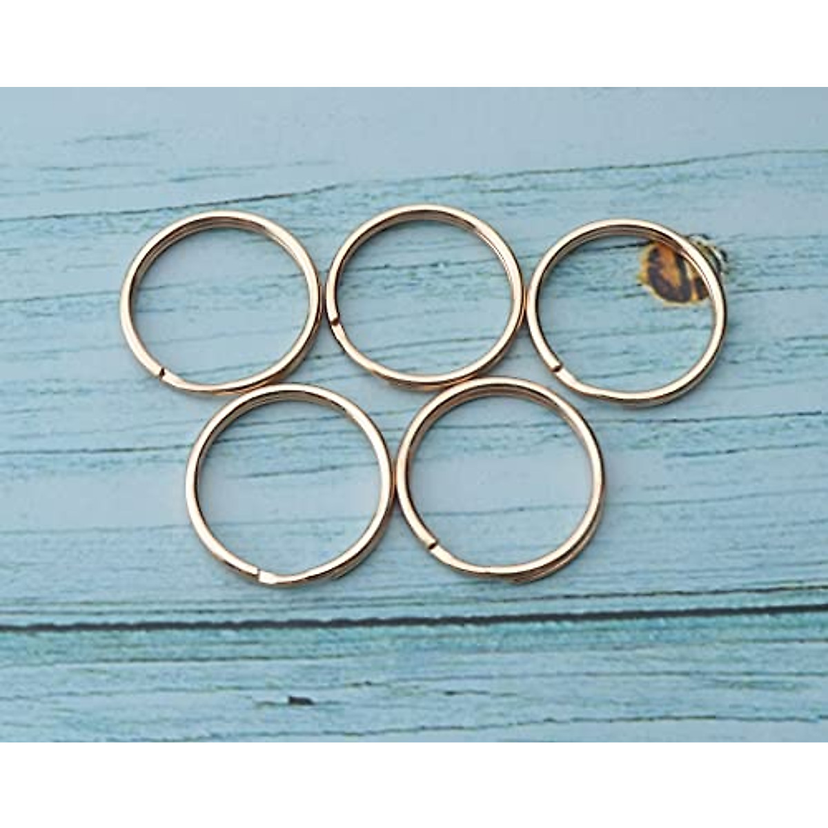 Ruwado 5 Pcs Dog Tag Clips with 5 Pcs 3/4 Inch Keychain 5 Pcs 1 Inch Keychain Gold Metal Dog Tag Rings for Pet Kitten Cat Collars ID Holder Harnesses