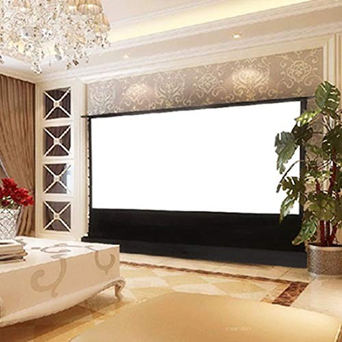 FZZDP 4K 16:9 Electric Motorized Floor Rising Projector Projection Screen Black Crystal ALR Screen for Long Throw Projector ( Size : 120 inch 133 inch )