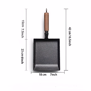 LI-GELISI Tamagoyaki Japanese Omelette Pan/Egg Pan,Rectangle Frying Pan Mini Frying Pan Iron Omelette Pan Tamagoyaki-ki Wooden Handle 9×7 inch