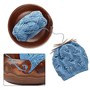 Yarn Bowl, Wooden Knitting Bowl-Large for Knitting and Crocheting, Wood Yarn Holder