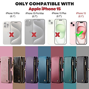 Defencase for iPhone 15 Case,【RFID Blocking】 for iPhone 15 Wallet Case for Women Men with Credit Card Holder Slots Zipper Pocket Book Flip PU Leather Protective Cover for iPhone 15 Phone Case, Black