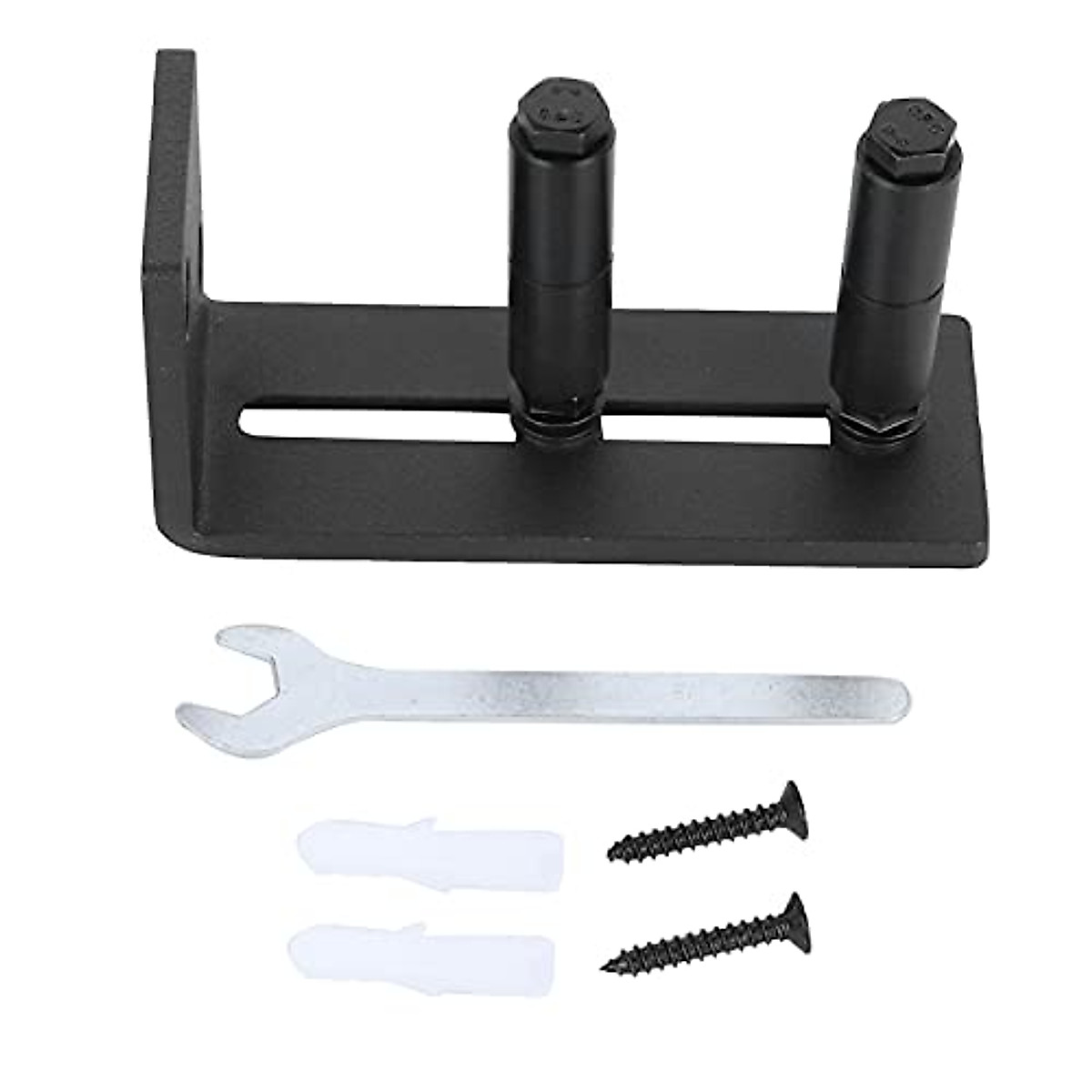 Barn Door Guide Black, Carbon Steel Sliding Barn Door Floor Guide for Bottom Adjustable Roller and Wall Mount System, Smoothly and Quietly 4.1x1.6in