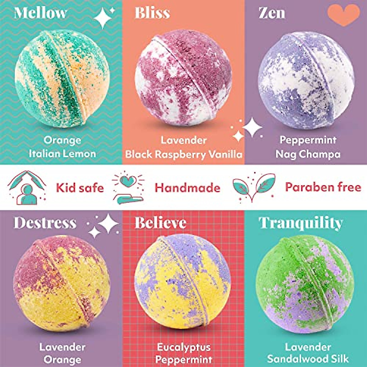Bubbly Belle Bath Bombs XXL Gift Set, 12 Extra Large Handmade Aromatherapy Fizzies with Essential Oil Blends and Epsom Salt, Vegan for Women, Men, Kids