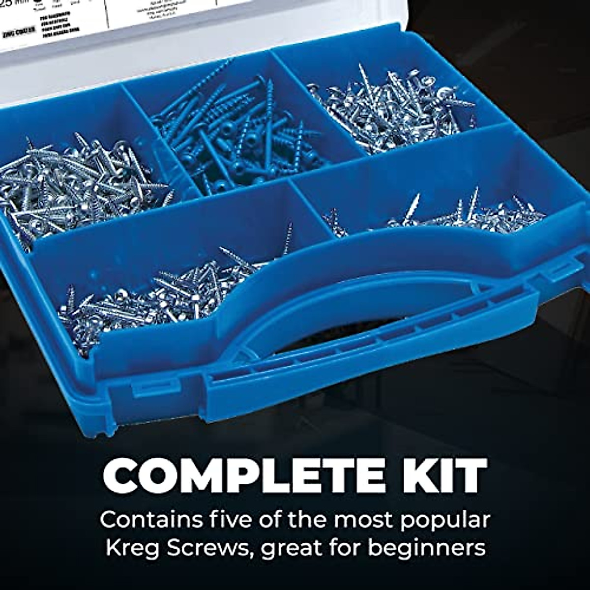 Kreg SK03 Pocket-Hole Screw Kit in 5 Sizes - Pocket Screw Kit for Kreg Joinery - Sturdy Wood Screws - Pocket-Hole Screws Perfect for Beginners - Set Screws Assortment Kit