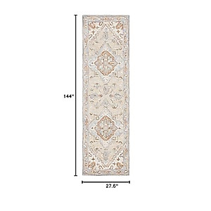 SAFAVIEH Heritage Collection Runner Rug - 2'3" x 12', Beige & Grey, Handmade Traditional Oriental Wool, Ideal for High Traffic Areas in Living Room, Bedroom (HG920B)