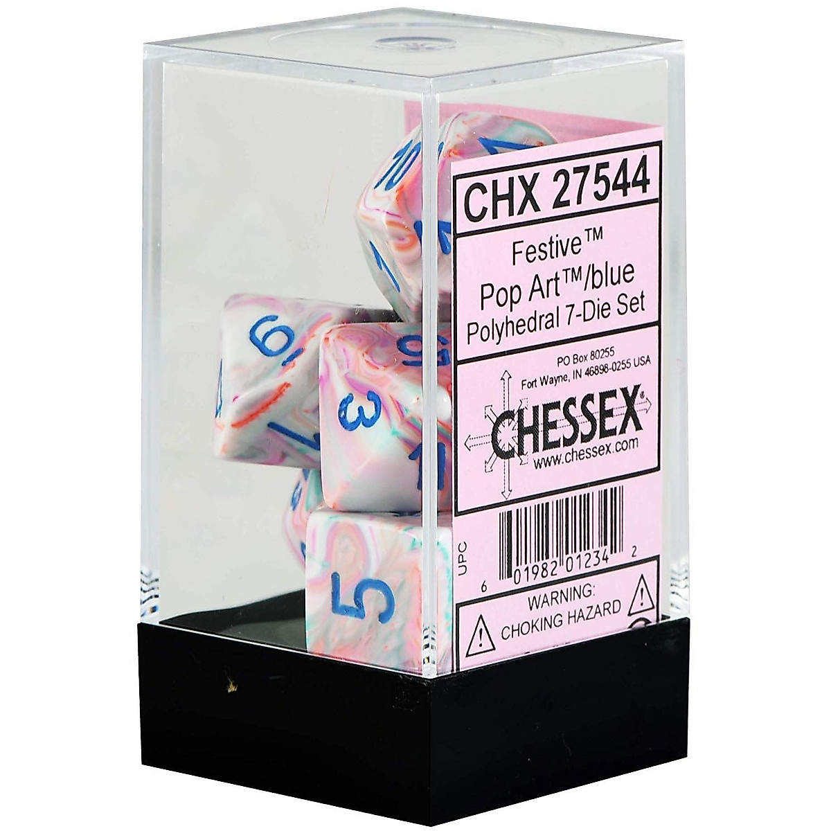 Chessex Festive Polyhedral Pop Art - Blue 7-Die Set, (Model: CHX27544)