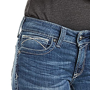 Ariat Female R.E.A.L. Mid Rise Stretch Icon Stackable Straight Leg Jean Rainstorm 30