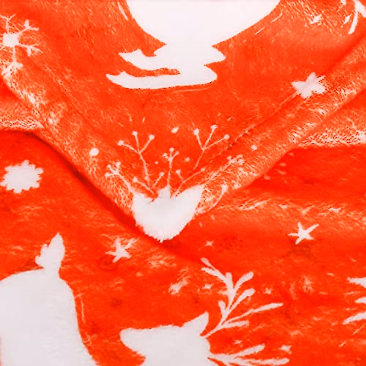 Christmas Throw Blanket Decorative Plush & Warm, 50"X60" Reindeer Snowflake Christmas Theme Red Flannel Blanket for Couch Sofa Bedroom Winter Decorations for Home