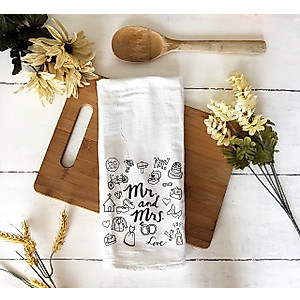 Handmade Kitchen Towel for Mr. and Mrs. - Newlywed or Engagement Gift, Housewarming and Hostess Gift (Mr. and Mrs. Kitchen Towel)