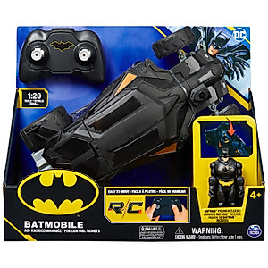 DC Comics, Batman Batmobile Remote Control Car, Easy to Drive, Compatible with Batman Figures, Kids Toys for Boys and Girls Ages 4 and Up