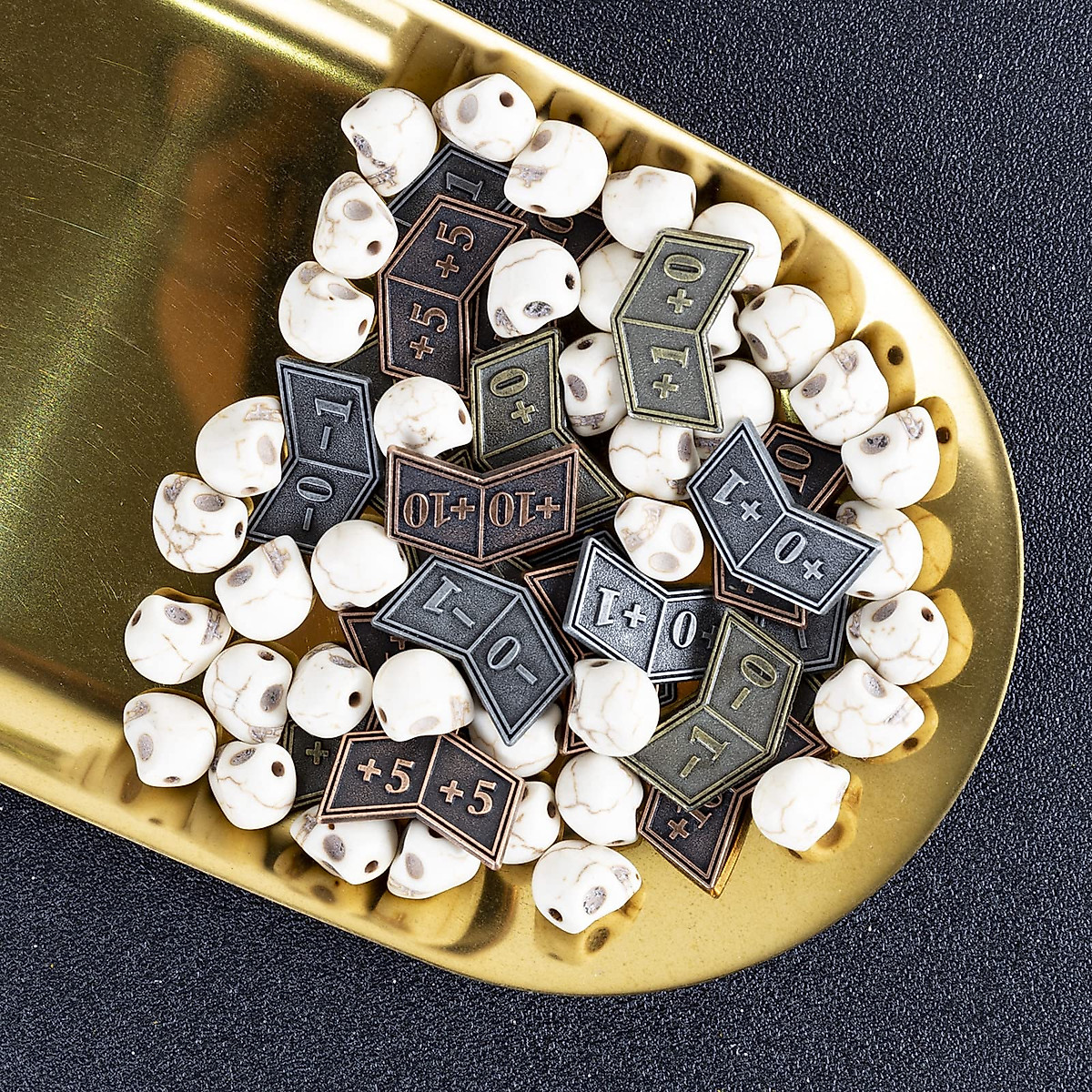 45 Pieces Antique Metal Buff Counter Tokens Magic The Gathering Token Creature Stats or Loyalty Counters for MTG CCG Card Gaming Accessories with Velvet Bag