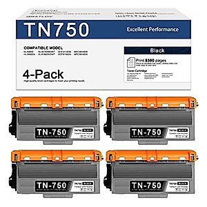 GRATLOV (8,500 Pages) TN750 4-Pack Toner Cartridge Compatible TN-750 TN-720 Black High Yield Toner Replacement for Brother TN750 HL-5450DN HL-5470DW/DWT HL-6180DW/DWT DCP-8110DN DCP-8150DN Printer
