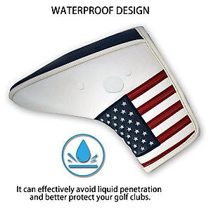 LAISUNTIM Golf Blade Putter Head Cover, USA Stars and Stripes Golf Putter Headcover with Magnetic Closure