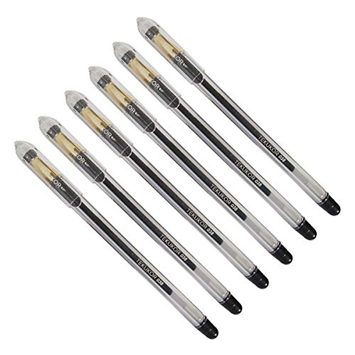 Tekukor 0.38mm Black Ink Gel Pens, Extra Fine Point Smooth Writing Best For School, Clear Barrel Capped Pen, Needle Tip For Line Art Drawing, 6-pack