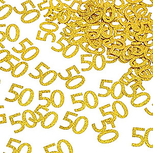 200 Pieces Birthday Confetti Gold Confetti Anniversary Confetti Glitter Gold Table Confetti for Birthday, Anniversary Party Supplies (50 Style)