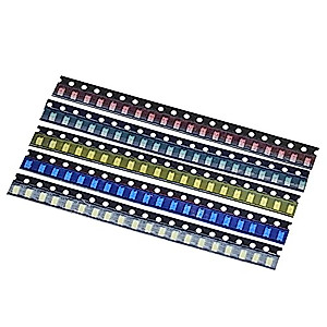 Cermant(5 Colors x 20 pcs = 100 pcs)1206 SMD LED Diode Lights Kit(Mini Chip 0.12 x 0.06 inch) Super Bright Lighting Bulb Lamps,Electronics Components Light,Emitting Diodes
