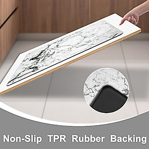 Black and White Marble Kitchen Mats Set of 2 Modern Marbling Printing Kitchen Rugs Waterproof Washable Non-Slip Anti Fatigue Comfort Standing Kitchen Rug and Mat for Laundry Sink Kitchen Floor