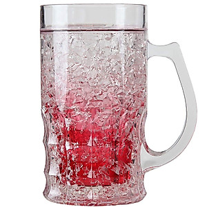 Lily's Home Insulated Double Wall Gel-Filled Acrylic Frosted Freezer Beer Glasses, Great for Enjoying Brews at BBQs and Parties, Clear with Assorted Color Bases (14 oz. Each, Set of 4) - Mug Shape